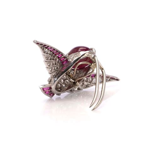 Vintage Platinum Diamond And Ruby Humming Bird Brooch For Sale At 1stdibs
