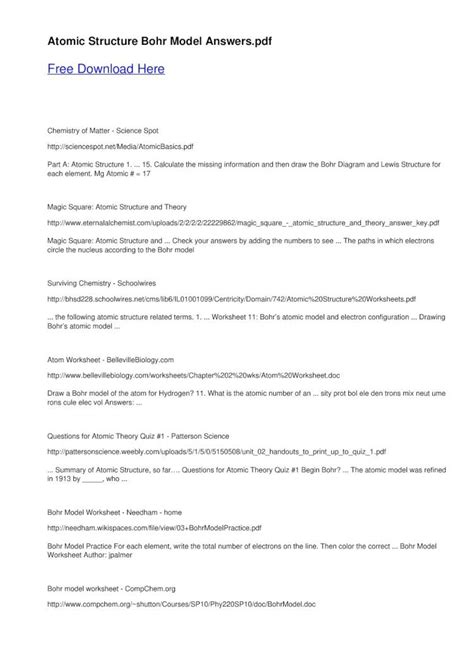 pdf atomic structure bohr model answers · pdf fileatomic structure