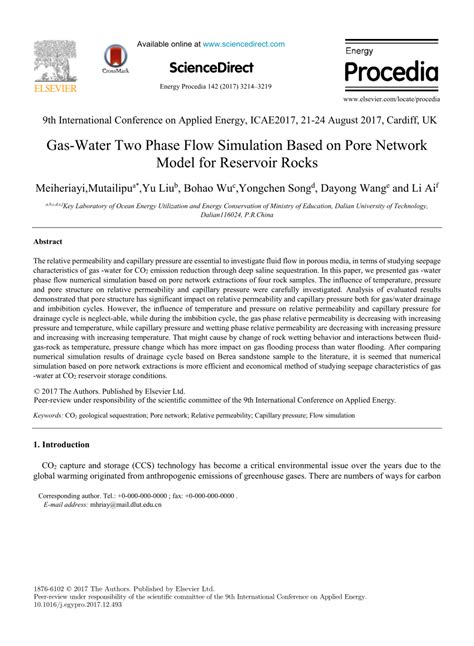 Pdf Gas Water Two Phase Flow Simulation Based On Pore Network Model For Reservoir Rocks
