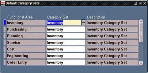 Oracle Applications Oracle Inventory Categories And Category Sets