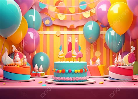 케이크 착색 생일 축하 파티 케이크 풍선 생신 배경 일러스트 및 사진 무료 다운로드 Pngtree