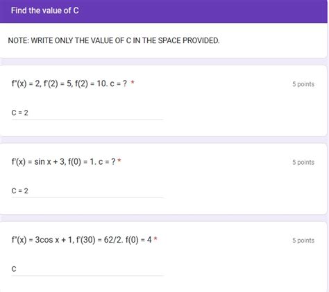 Find The Value Of C Note Write Only The Value Studyx