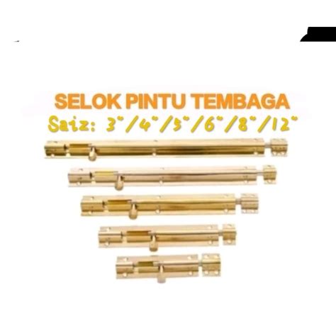 Solid Brass Barrel Bolt With Screw Selok Pintu Tembaga Skru Shopee Malaysia