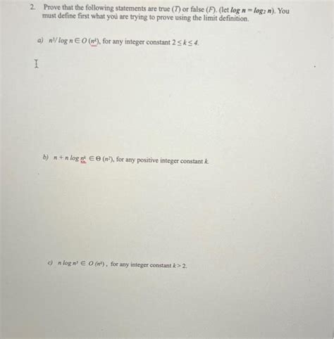 Solved 2 Prove That The Following Statements Are True T