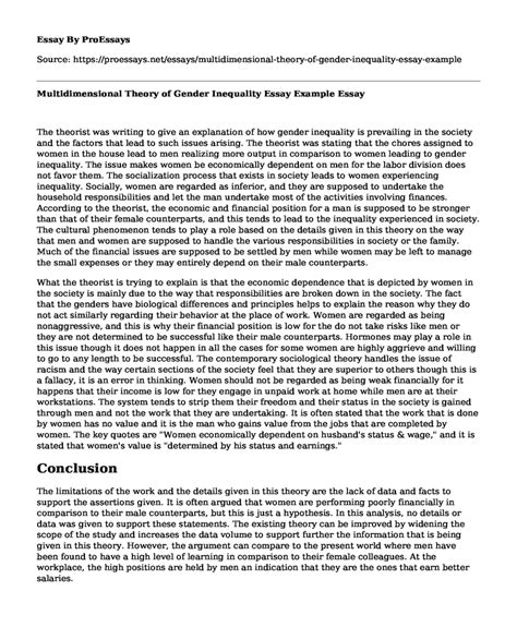 Multidimensional Theory Of Gender Inequality Essay Example Free Essay Term Paper Example
