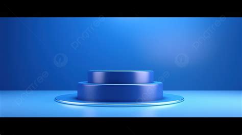 받침대 단상이 있는 파란색 커튼 배경 제품 디스플레이의 3d 렌더링 최소한의 장면 연단 모형 3d 장면 배경 일러스트 및