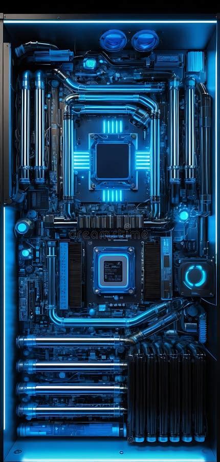 Hi Tech Computer Interior With Energy Core Stock Illustration