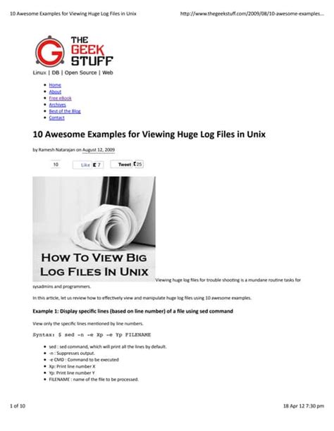 10 awesome examples for viewing huge log files in unix pdf