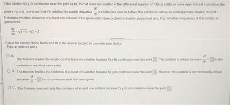 Solved म If the function f(x,y) is continuous near the point | Chegg.com