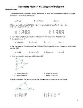 Geometry Guided Notes 6 1 Angles Of Polygons By Heather Conley