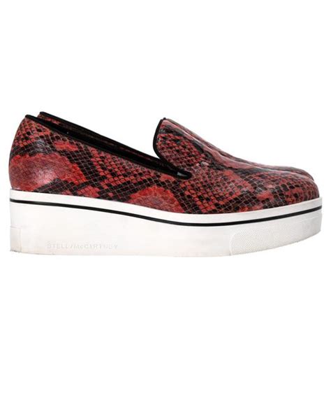Stella Mccartney Faux Python Creeper Platform Loafers In Red Lyst