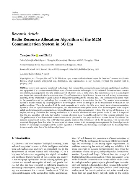 Pdf Radio Resource Allocation Algorithm Of The M2m Communication