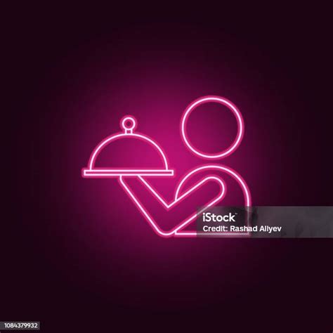 웨이터 아이콘입니다 네온 스타일 아이콘에 호텔의 요소입니다 정보 그래픽 모바일 응용 프로그램 웹 디자인 웹 사이트에 대 한 간단한 아이콘 개념에 대한 스톡 벡터 아트 및