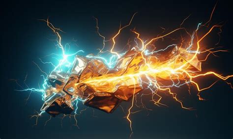 premium photo lightning strike colored 3d rendering element