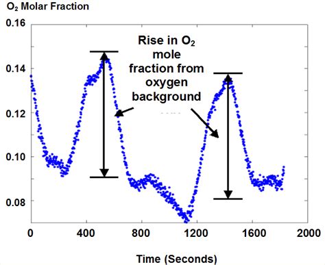 Ms Signal Of Oxygen Mole Fraction As A Function Of Time During Two