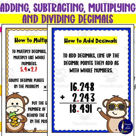 Adding Subtracting Multiplying And Dividing Decimals By Teach Simple