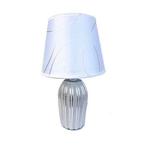 Керамична лампа, вертикални ивици, 33 см, основа E14, 40W, 998G - eMAG.bg