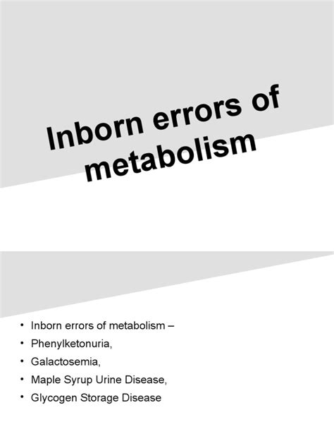 Inborn Errors Of Metabolism Pdf Phenylalanine Hypoglycemia