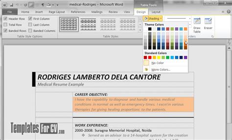 How To Edit Microsoft Word Table Templates For CV