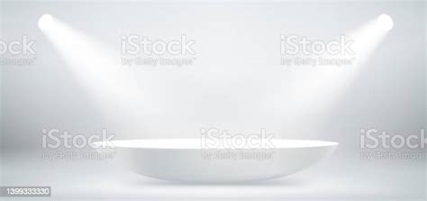 밝은 프로젝터가있는 흰색 인테리어 벡터 3d 일러스트 레이 션 0명에 대한 스톡 벡터 아트 및 기타 이미지 0명 3차원 형태 강단 Istock