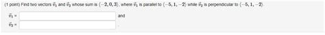 Solved 1 Point Find Two Vectors ū And Ūz Whose Sum Is