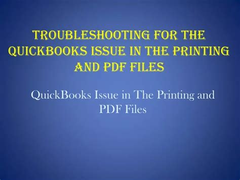 Ppt Troubleshoot Pdf And Print Problems With Quickbooks Desktop Powerpoint Presentation Id