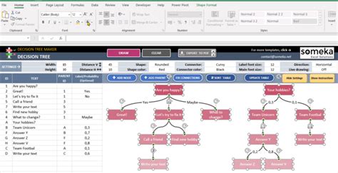 Decision Tree Excel Template Tree Diagram Maker Spreadsheet