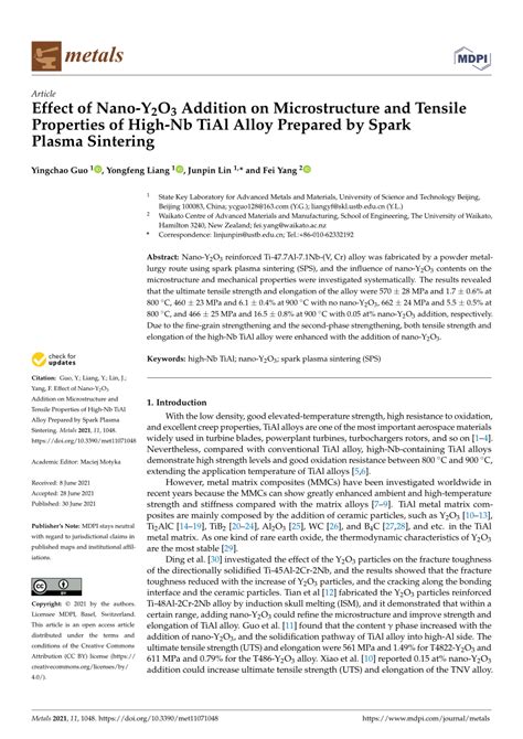 Pdf Effect Of Nano Y2o3 Addition On Microstructure And Tensile