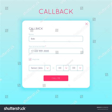 Web Design Template Callback Form Request Stock Vector Royalty Free