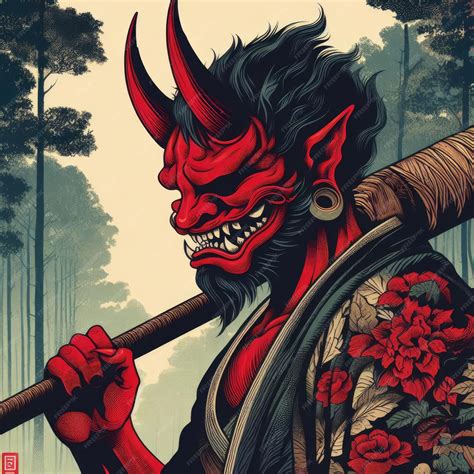 Fondo Demoníaco De La Mitología Japonesa Oni Foto Premium