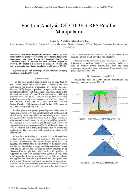 Pdf Position Analysis Of 3 Dof 3 Rps Parallel Manipulator