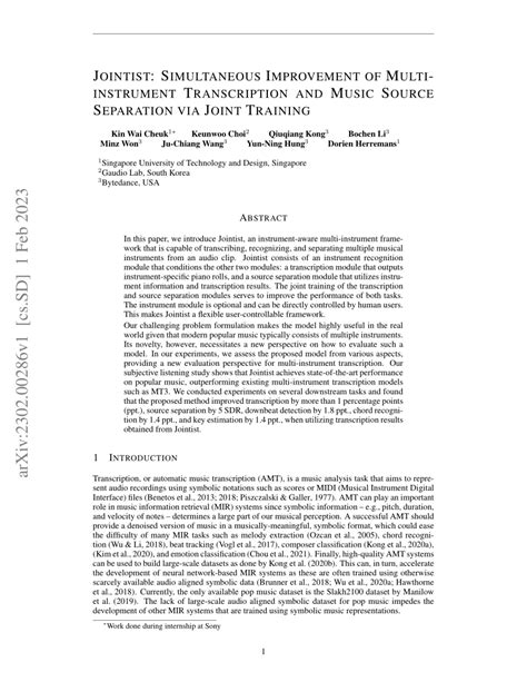 Pdf Jointist Simultaneous Improvement Of Multi Instrument Transcription And Music Source