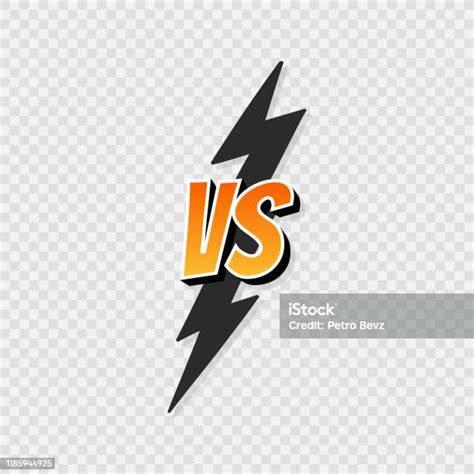 개념 Vs 싸움 전투 스포츠 경쟁 대회 경기 게임에 대한 투명 한 배경에 고립 번개 볼트와 그라데이션 스타일을 기호 대 벡터 일러스트레이션 개념에 대한 스톡 벡터 아트 및