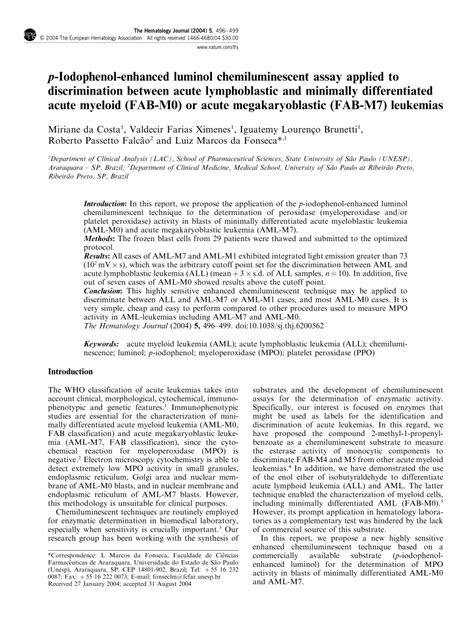 Pdf P Iodophenol Enhanced Luminol Chemiluminescent Assay Applied To Discrimination Between