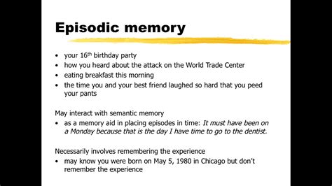 Semantic And Episodic Memory Youtube
