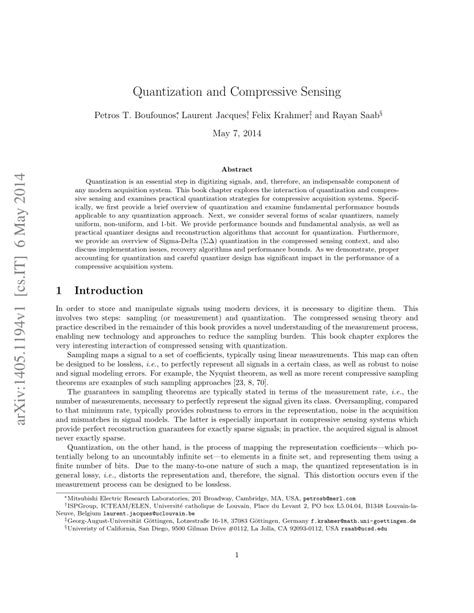 Pdf Quantization And Compressive Sensing