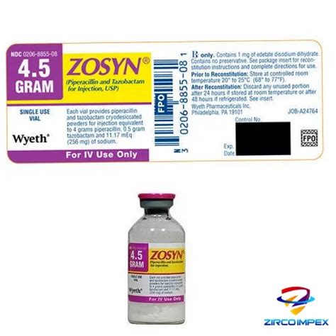 Zosyn Injection Latest Price Dealers And Retailers In India