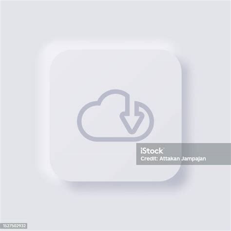 클라우드 다운로드 아이콘 웹 디자인 응용 프로그램 Ui 등을 위한 White Neumorphism 소프트 Ui 디자인 버튼 벡터 3차원 형태에 대한 스톡 벡터 아트 및 기타