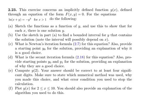 solved 2 23 ﻿this exercise concerns an implicitly defined
