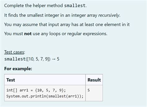 Solved Complete The Helper Method Smallest It F