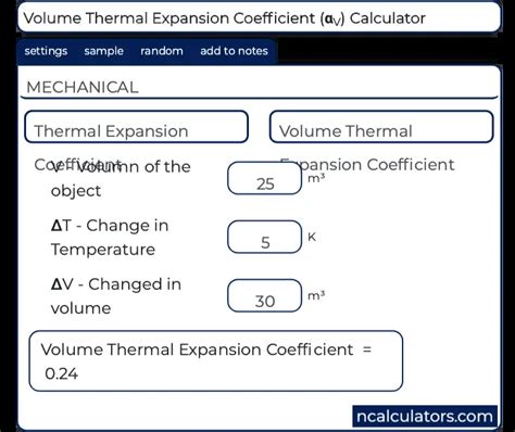 Volume Thermal Expansion Coefficient Calculator