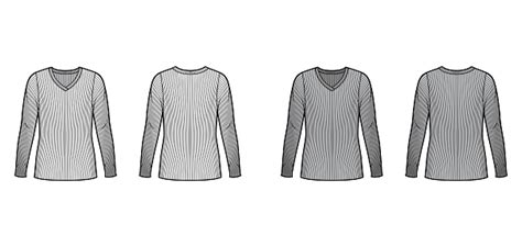 리브드 V넥 니트 스웨터 테크니컬 패션 일러스트와 긴 소매 오버사이즈 바디 튜닉 길이 0명에 대한 스톡 벡터 아트 및 기타 이미지 0명 검은색 겨울 Istock