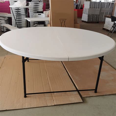 6ft 72inch Hdpe Tabletop 10 Seater Wedding Banquet Dining Foldable Plastic Round Tables For