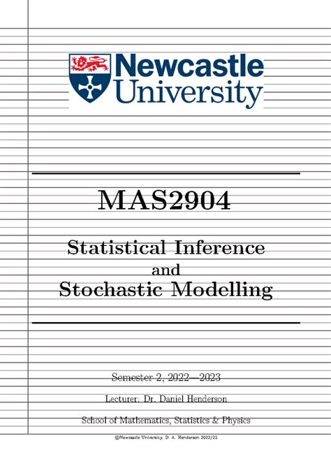 Mas2904 Sem 2 Stochastic Modelling Notes Mas Statistical Inference