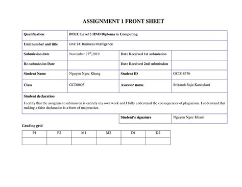 Business Intelligence Assignment 1 Btec Thesis Business Informatics