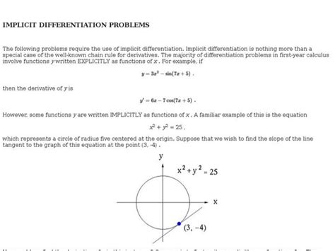 Implicit Differentiation Problems Interactive For 9th 10th Grade Lesson Planet