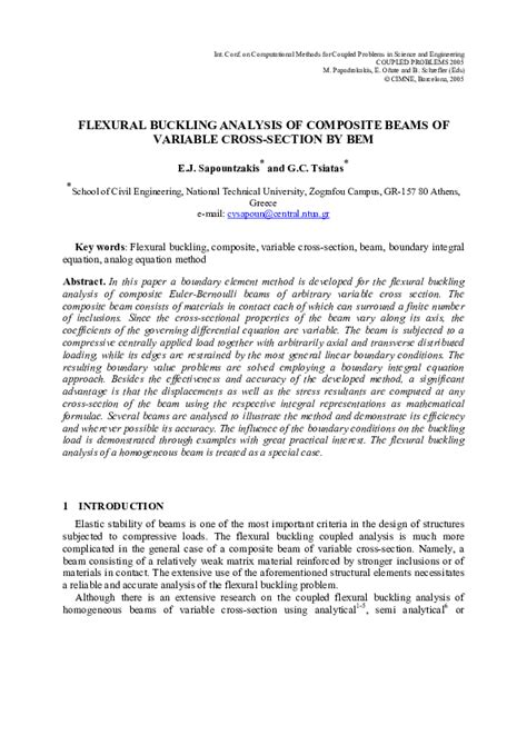 Pdf Flexural Buckling Analysis Of Composite Beams Of Variable Cross Section By Bem