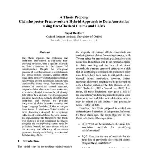A Thesis Proposal Claiminspector Framework A Hybrid Approach To Data