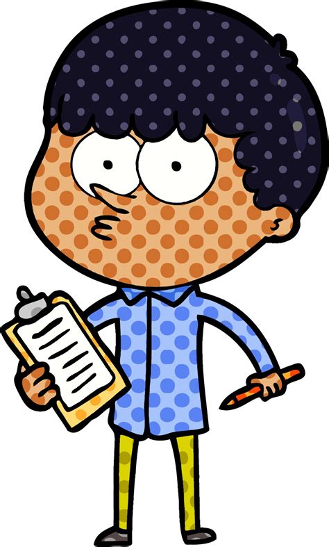 Cartoon Curious Boy Taking Notes 12422253 Vector Art At Vecteezy