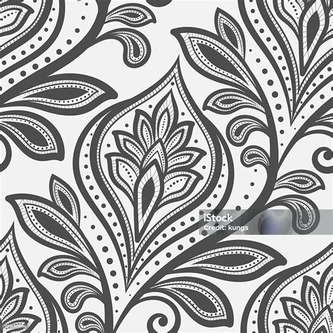 손으로 그린 추상적인 잎과 꽃 유기적 완벽 한 패턴입니다 검은 꽃 잎 기하학적 패턴 흰색 배경입니다 꽃 패턴입니다 꽃 무늬 검은색에 대한 스톡 벡터 아트 및 기타 이미지